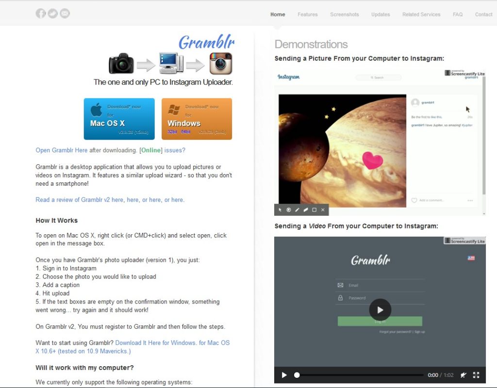 PC から Instagram へ写真をアップしよう－Gramblr－ | オヤジの備忘録